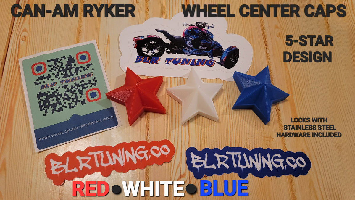 CAN-AM RYKER RED WHITE AND BLUE FIVE STAR WHEEL CENTER CAPS – Treal ...